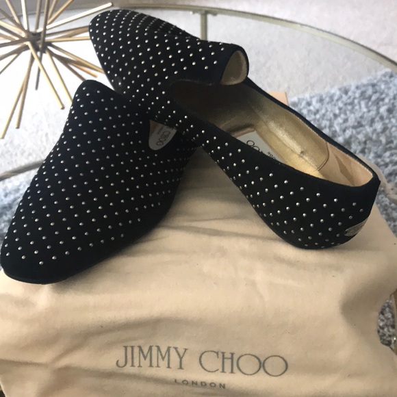 Jimmy Choo | Shoes | Jimmy Choo Suede Slippers With Mini Silver Studs ...